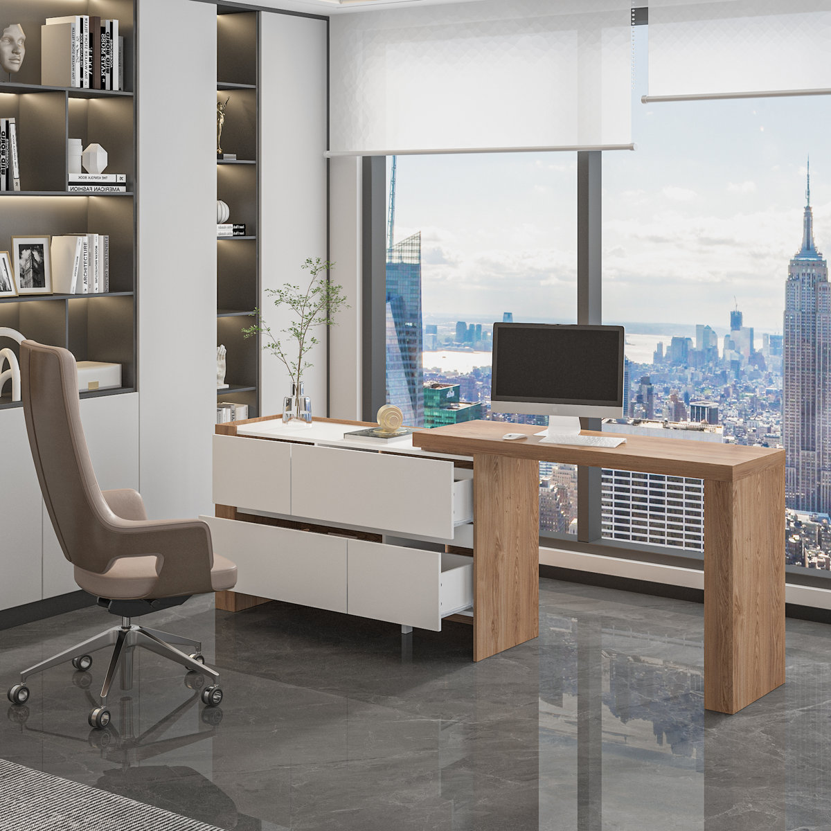 Wade Logan® Arez 83.8'' W Computer Desk & Reviews | Wayfair